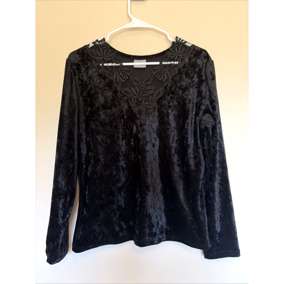 Paco Cavlari | Tops | Vintage Paco Calvari Black Velvet Floral Lace ...